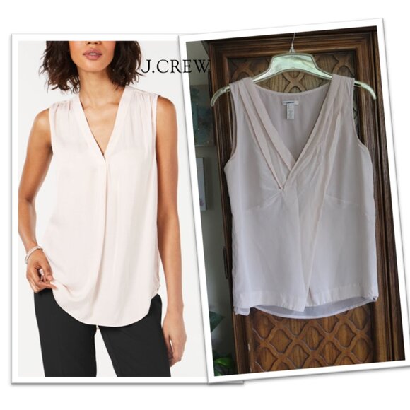 J. Crew | Tops | J Crew Blush Pink Pleated Vneck Silk Blouse Style 2958 ...